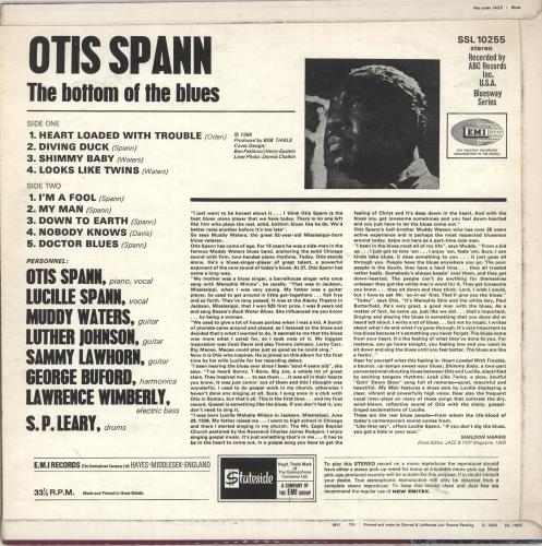 Otis Spann The Bottom Of The Blues UK vinyl LP album (LP record) (694286)