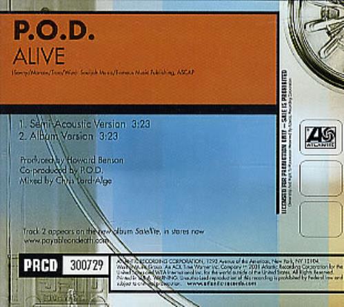P.O.D. Alive US Promo CD single (CD5 / 5") (291204)