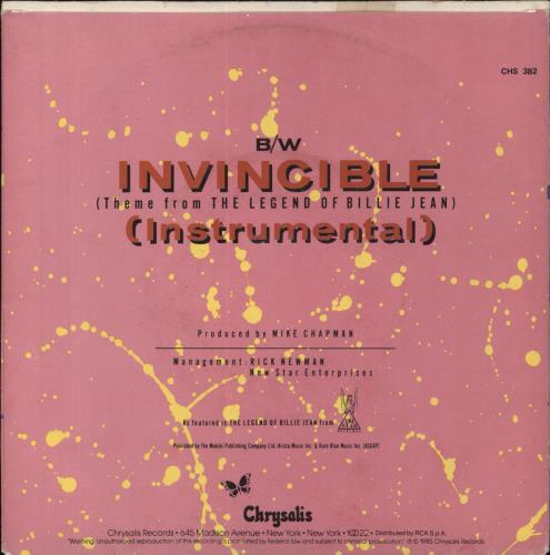 Pat Benatar Invincible Italian Promo 7" vinyl single (7 inch record ...