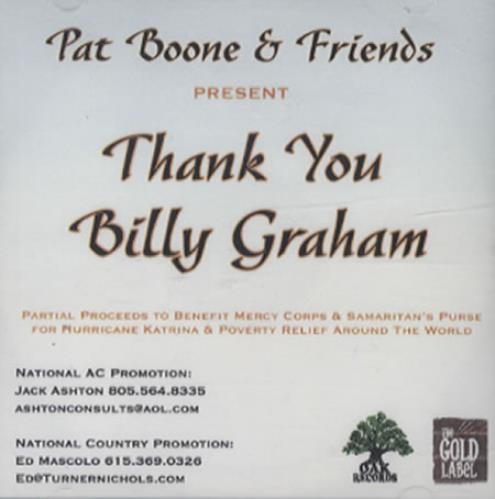 Pat Boone Thank You Billy Graham US Promo CD-R acetate (344828)