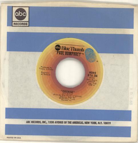 Paul Humphrey Cochise US 7" vinyl single (7 inch record / 45) (689031)