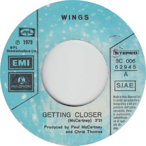 Paul McCartney and Wings Getting Closer Italian 7" vinyl single (7 inch ...