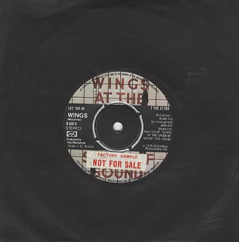 Paul McCartney and Wings Let 'Em In - Factory Sample UK 7" vinyl single ...