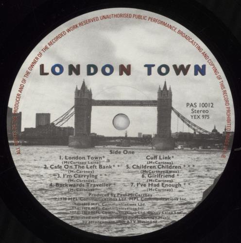 Paul McCartney and Wings London Town UK vinyl LP album (LP record) (518873)