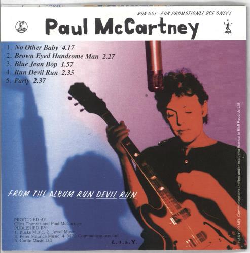 Paul McCartney and Wings Run Devil Run UK Promo CD single (CD5 / 5 ...