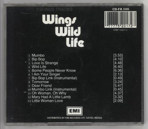 Paul McCartney and Wings Wild Life UK CD album (CDLP) (722531)