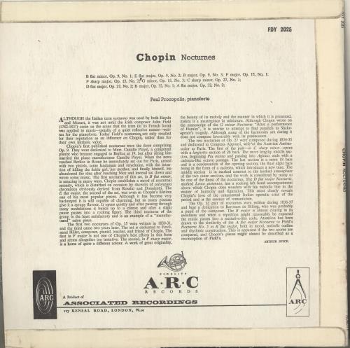 Paul Procopolis Chopin Nocturnes UK vinyl LP album (LP record) (723438)