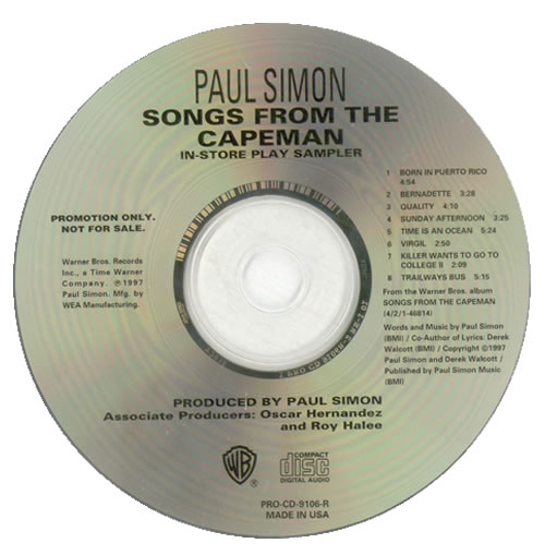 Paul Simon Songs From The Capeman US Promo CD album (CDLP) (107064)
