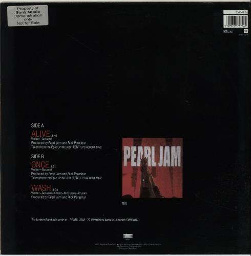 Pearl Jam Alive - Poster Sleeve - Sample UK 12" vinyl single (12 inch ...