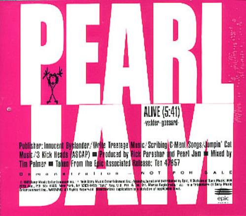 Pearl Jam Alive US Promo CD single (CD5 / 5") (17456)
