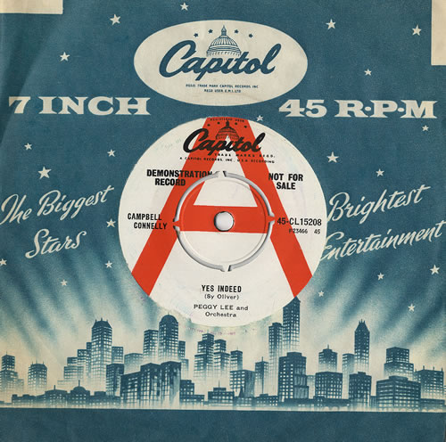 Peggy Lee Yes Indeed UK Promo 7" vinyl single (7 inch record / 45) (479025)