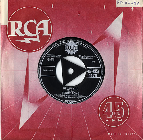 Perry Como Delaware - 1st UK 7" vinyl single (7 inch record / 45) (622314)