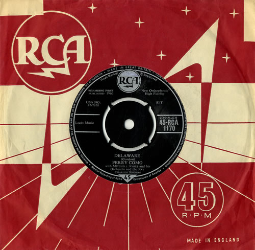 Perry Como Delaware - 2nd UK 7" vinyl single (7 inch record / 45) (559124)