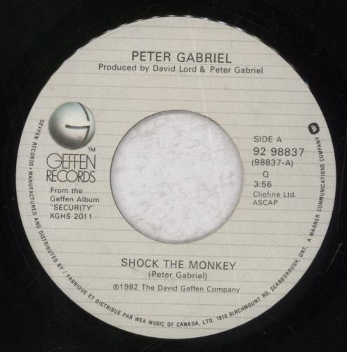 Peter Gabriel Shock The Monkey Canadian 7" vinyl single (7 inch record ...