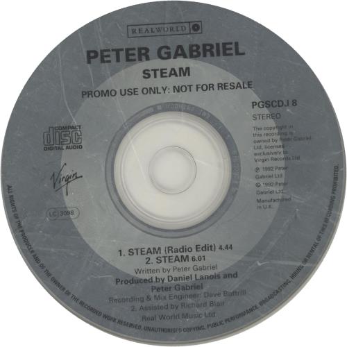 Peter Gabriel Steam UK Promo CD single (CD5 / 5") (18630)