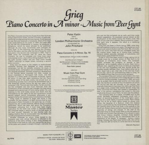 Peter Katin Grieg: Piano Concerto in A Minor / Peer Gynt Suite UK vinyl LP album (LP record ...