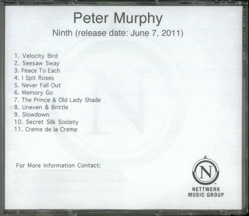 Peter Murphy Ninth - MP3 CD US Promo CD-ROM (541825)