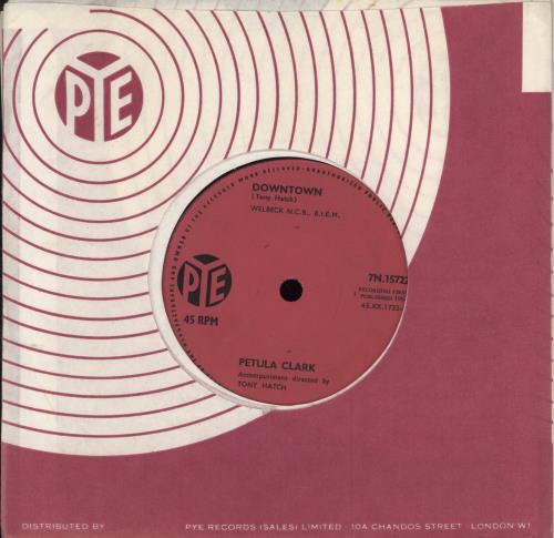 Petula Clark Downtown - solid UK 7" vinyl single (7 inch record / 45) (560478)