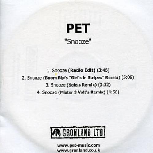 Pet Snooze UK Promo CD-R acetate (298707)