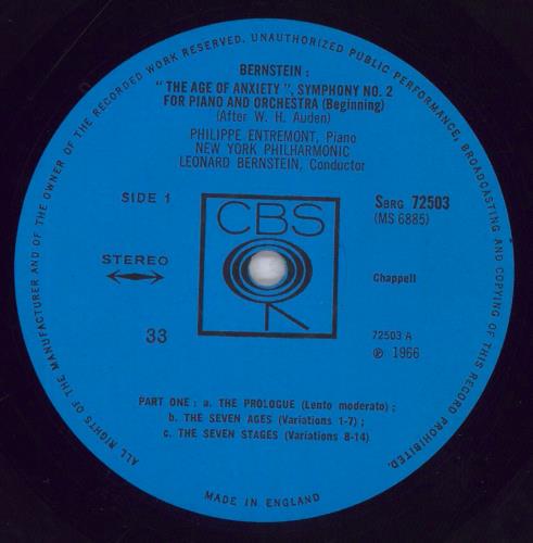 Philippe Entremont Bernstein: Age Of Anxiety UK vinyl LP album (LP ...