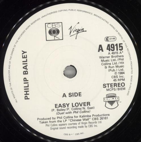Philip Bailey Easy Lover - P/S UK 7" vinyl single (7 inch record / 45 ...