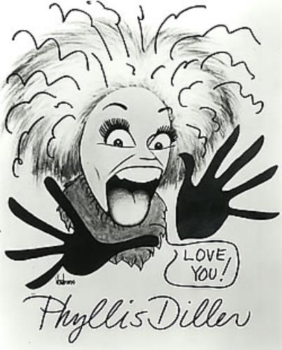 Phyllis Diller Autographed Caricature Photograph UK Promo photograph ...