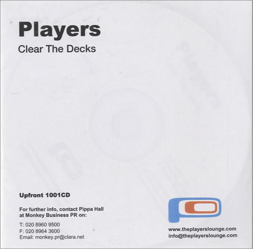 Players (Jam) Clear The Decks UK Promo CD-R acetate (519416)