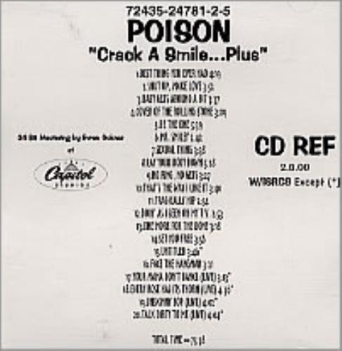 Poison Crack A Smile...Plus US Promo CD-R acetate (238095)