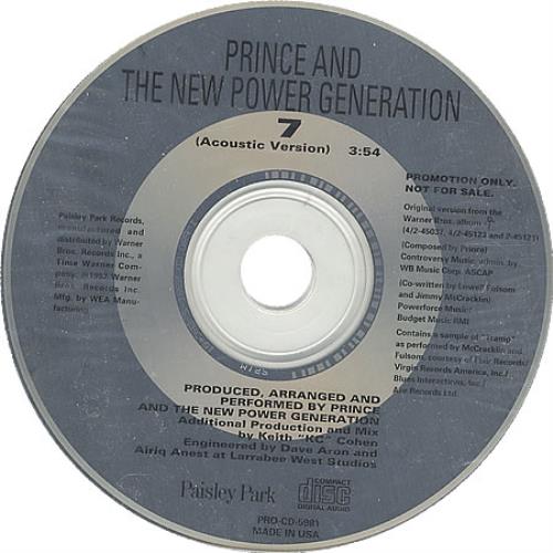 Prince 7 - Seven Acoustic Version US Promo CD single (CD5 / 5") (13905)