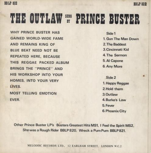 Prince Buster Queen Of The Outlaws - EX UK vinyl LP album (LP record ...