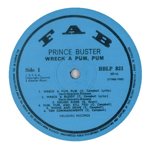 Prince Buster Wreck A Pum Pum UK vinyl LP album (LP record) (534954)