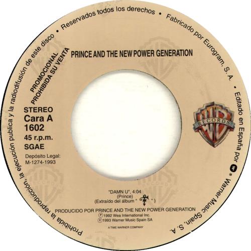 Prince Damn U Spanish Promo 7" vinyl single (7 inch record / 45) (33380)