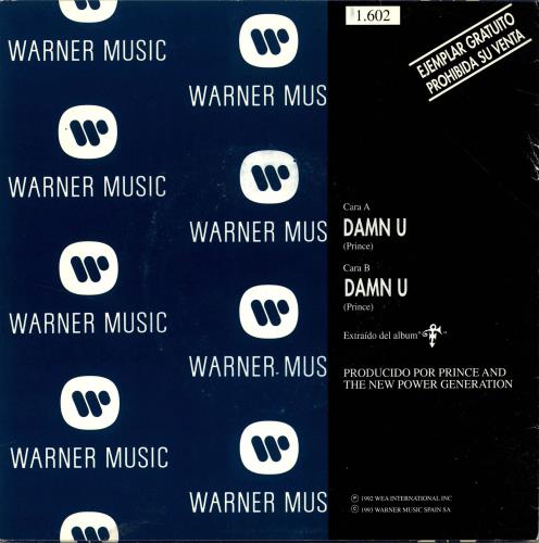 Prince Damn U Spanish Promo 7" vinyl single (7 inch record / 45) (33380)