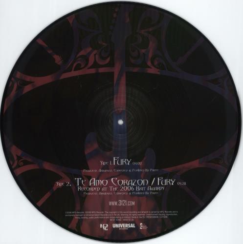 Prince Fury UK 12" vinyl picture disc (12 inch picture record) (359813)