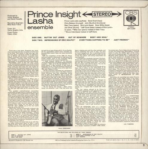 Prince Lasha Insight UK vinyl LP album (LP record) (744517)