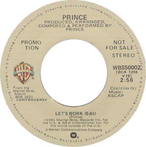 Prince Let's Work US Promo 7" vinyl single (7 inch record / 45) (2708)