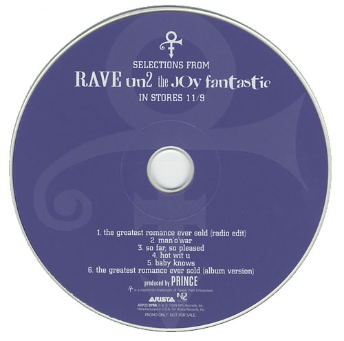 Prince Rave Un2 The Joy Fantastic US Promo CD single (CD5 / 5") (151164)