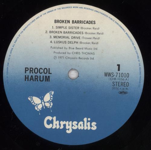 Procol Harum Broken Barricades Japanese vinyl LP album (LP record) (836289)