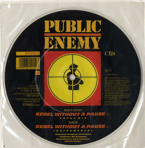 Public Enemy Rebel Without A Pause UK 7" vinyl picture disc (7 inch ...