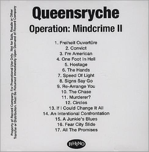Queensryche Operation: Mindcrime II US CD-R acetate (360146)
