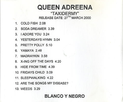 Queen Adreena Taxidermy UK Promo CD album (CDLP) (628459)