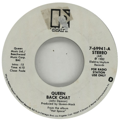Queen Backchat US Promo 7" vinyl single (7 inch record / 45) (67989)