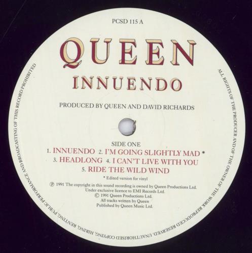 Queen Innuendo - EX UK vinyl LP album (LP record) (820664)