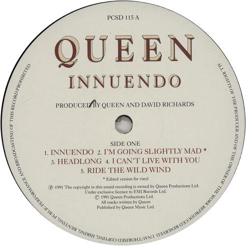 Queen Innuendo UK vinyl LP album (LP record) (750614)