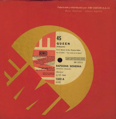 Queen Rapsodia Bohemia Argentinean 7" vinyl single (7 inch record / 45 ...