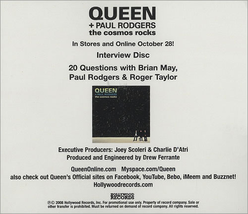 Queen The Cosmos Rocks - Interview Disc US Promo CD-R acetate (495592)