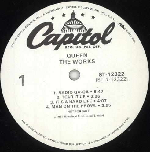 Queen The Works US Promo vinyl LP album (LP record) (38660)