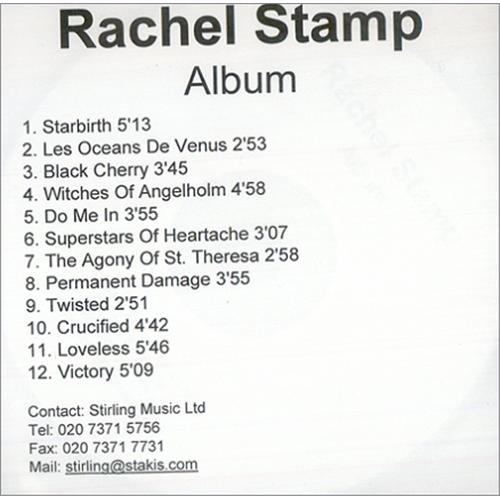 Rachel Stamp Album UK Promo CD-R acetate (425606)