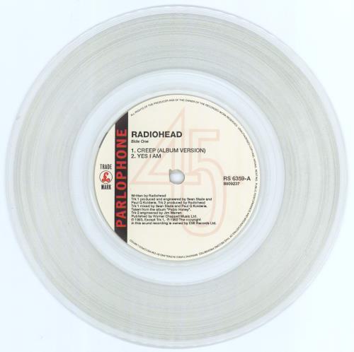 Radiohead Creep - Clear Vinyl UK 7" vinyl single (7 inch record / 45) (33910)