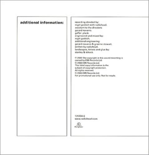 Radiohead Idioteque - Unstamped Sleeve UK Promo 12" vinyl single (12 ...